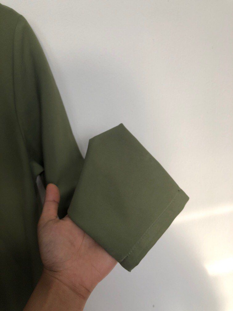 fvbasic army green blouse, Women's Fashion, Tops, Blouses on Carousell