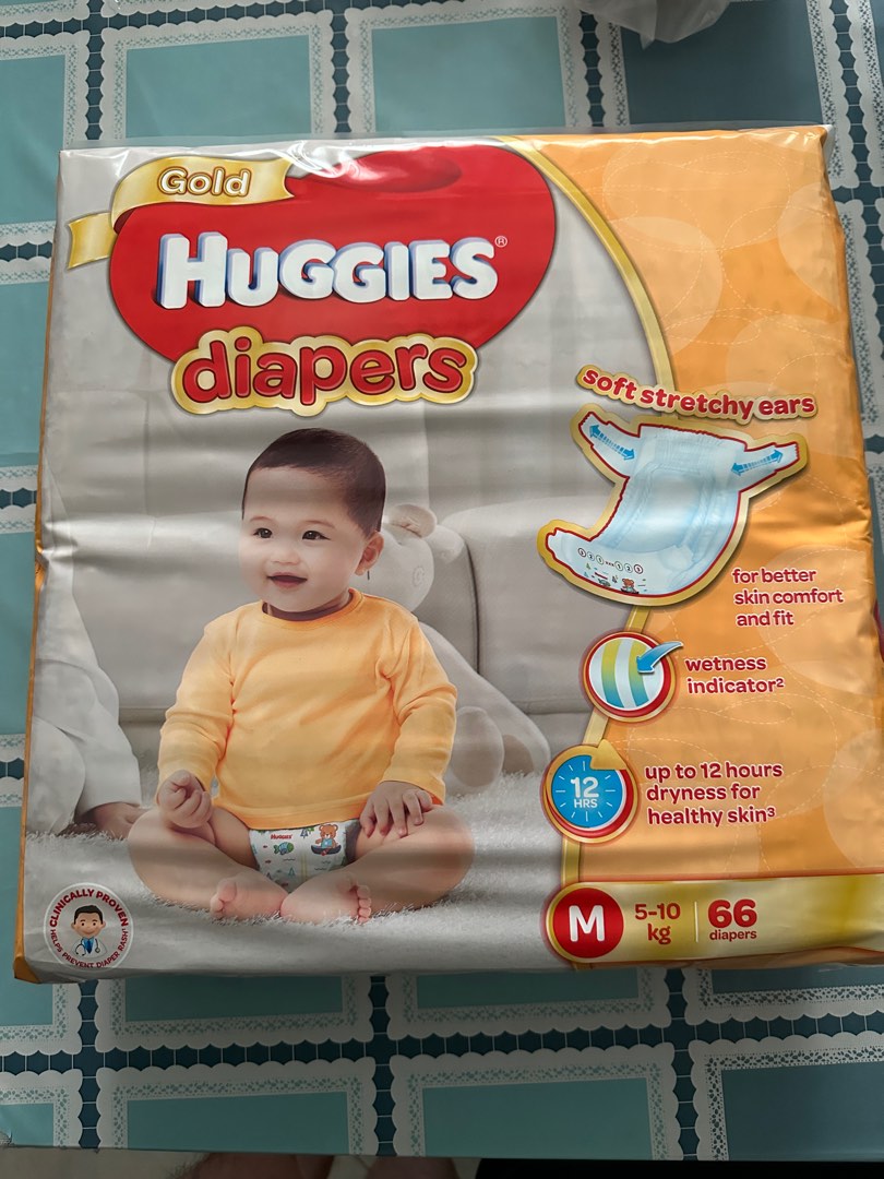 Huggies Diapers Gold M size, Babies & Kids, Bathing & Changing, Diapers & Baby Wipes on Carousell