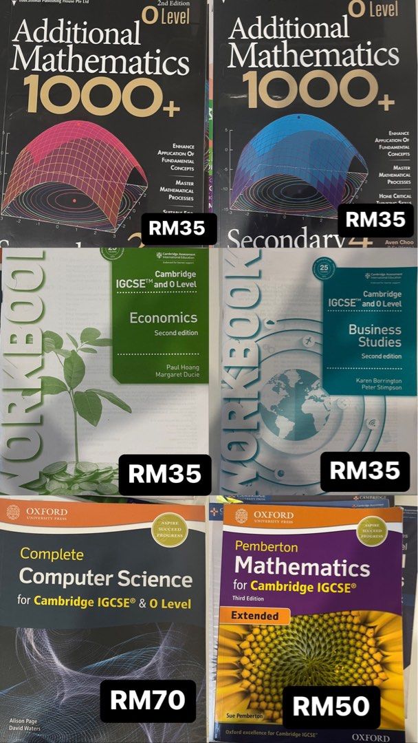 IGCSE O LEVEL TEXTBOOKS, workbooks (maths chemistry physics maths ...