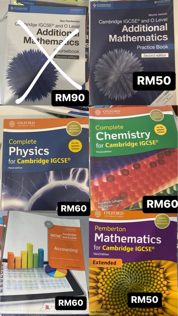 Igcse O Level Textbooks Workbooks Maths Chemistry Physics Maths Biology Accounting Computer