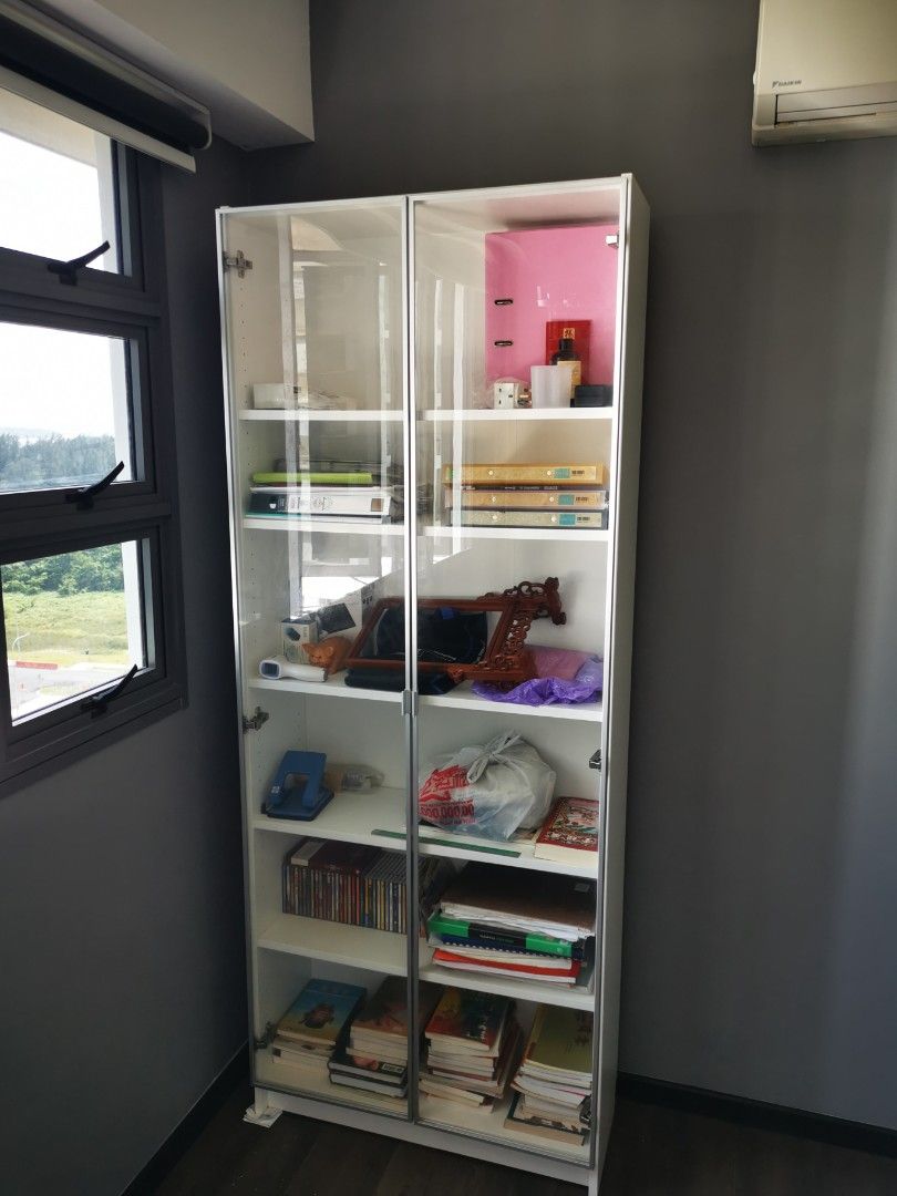 Ikea book and display shelves with glass door, Furniture & Home Living ...