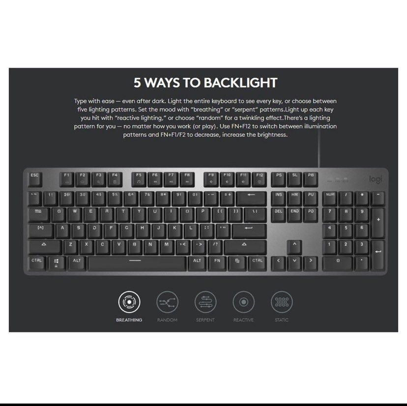 Logitech K845 Mechanical Illuminated Brown Keyboard - EBL, Computers ...