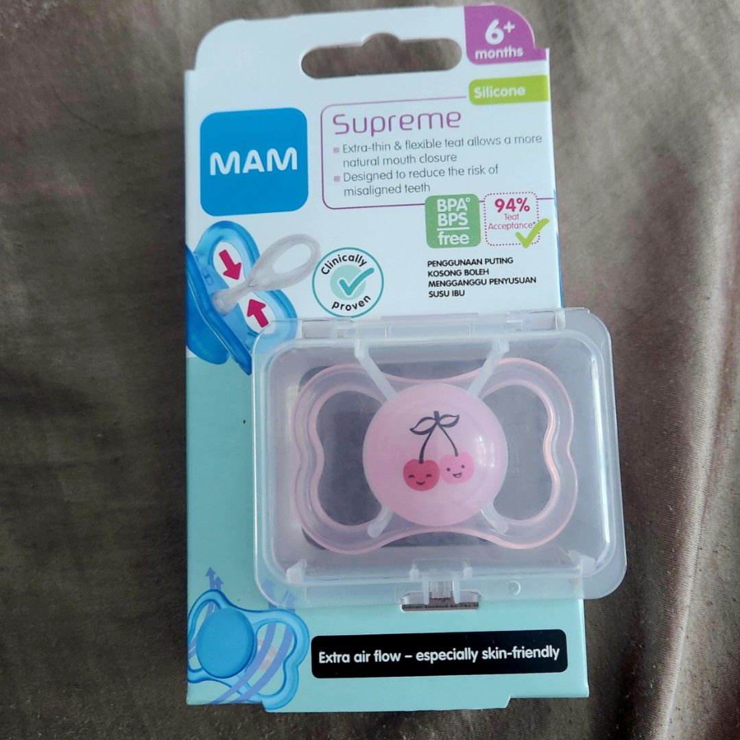 MAM Supreme 6+ months pacifier + microwave steriliser box, Babies ...