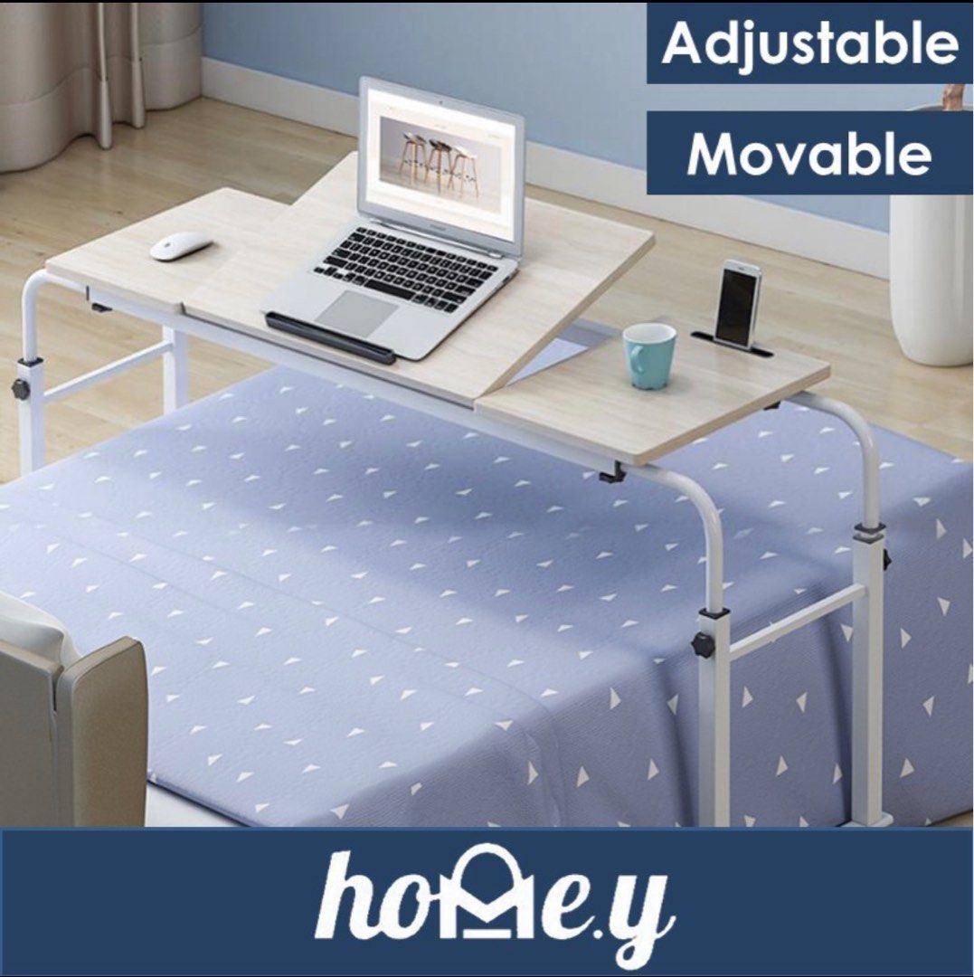 Movable Computer Study Table Desk for Bed Top Usage with Wheels ...
