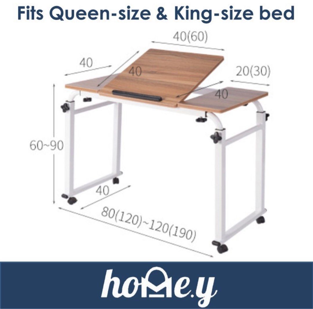 Movable Computer Study Table Desk for Bed Top Usage with Wheels ...