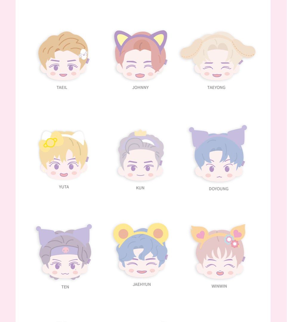NCT x Sanrio Characters Cushion Taeil Johnny Taeyong Yuta Kun Doyoung ...