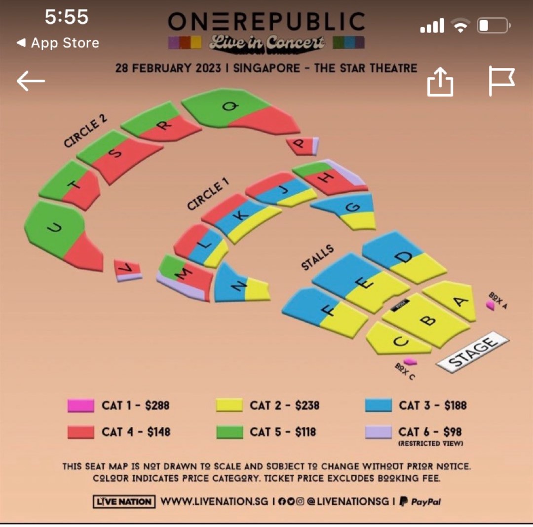One Republic Cat 4 Ticket - Section K, Seat KL 16, Tickets & Vouchers ...