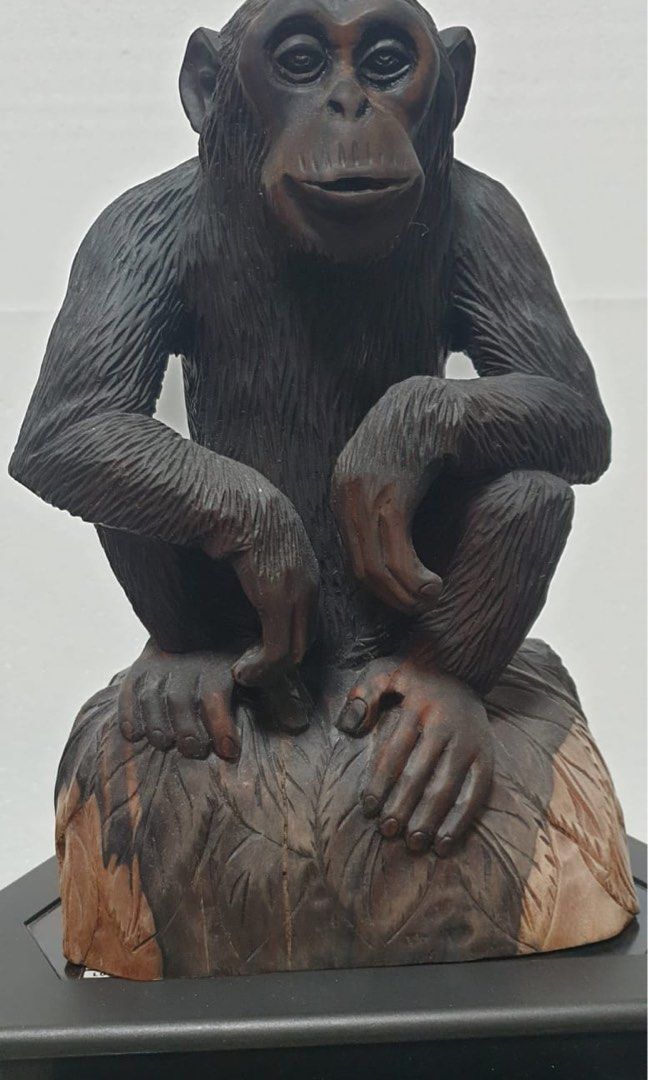 One set of solid wood Monkey statue, Hobbies & Toys, Memorabilia ...