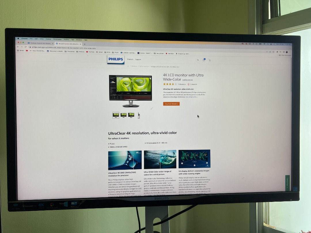 Philips PHI-328P6VUBREB Brilliance USB-C Dock 4K UHD LCD Monitor, 31.5 ...