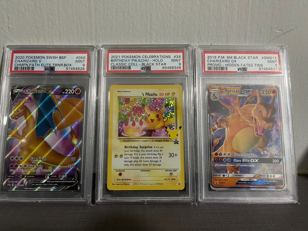 POKÉMON PSA SLAB CHARIZARD V, BIRTHDAY PIKACHU, CHARIZARD GX, Hobbies ...
