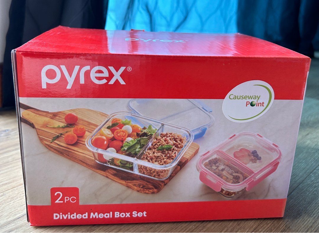 Pyrex 2 pc Divided Meal Box Set, Furniture & Home Living, Kitchenware ...