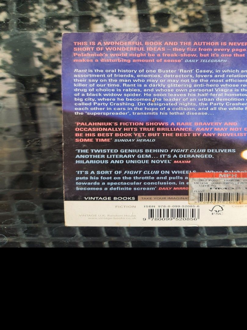 Rant by Chuck Palahniuk, Hobbies & Toys, Books & Magazines, Fiction ...