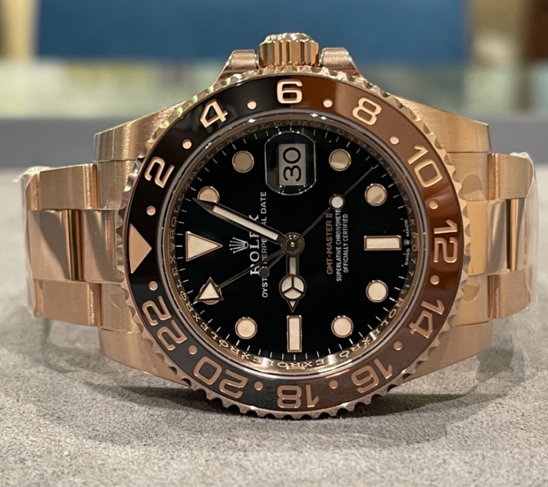 Rolex Full stickers GMT Master II 126715CHNR Full Rose Gold Rootbeer ...