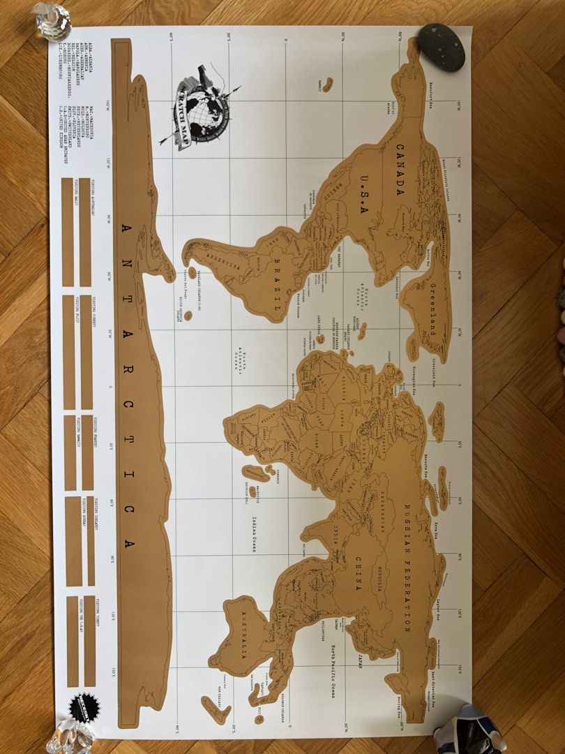 Scratch Map, Furniture & Home Living, Home Decor, Wall Decor on Carousell