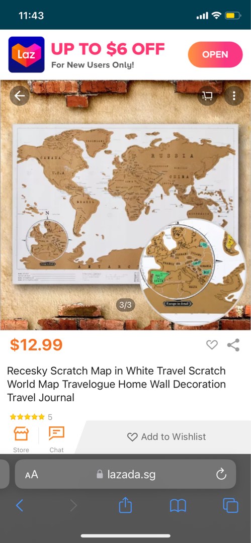 Scratch Map, Furniture & Home Living, Home Decor, Wall Decor on Carousell