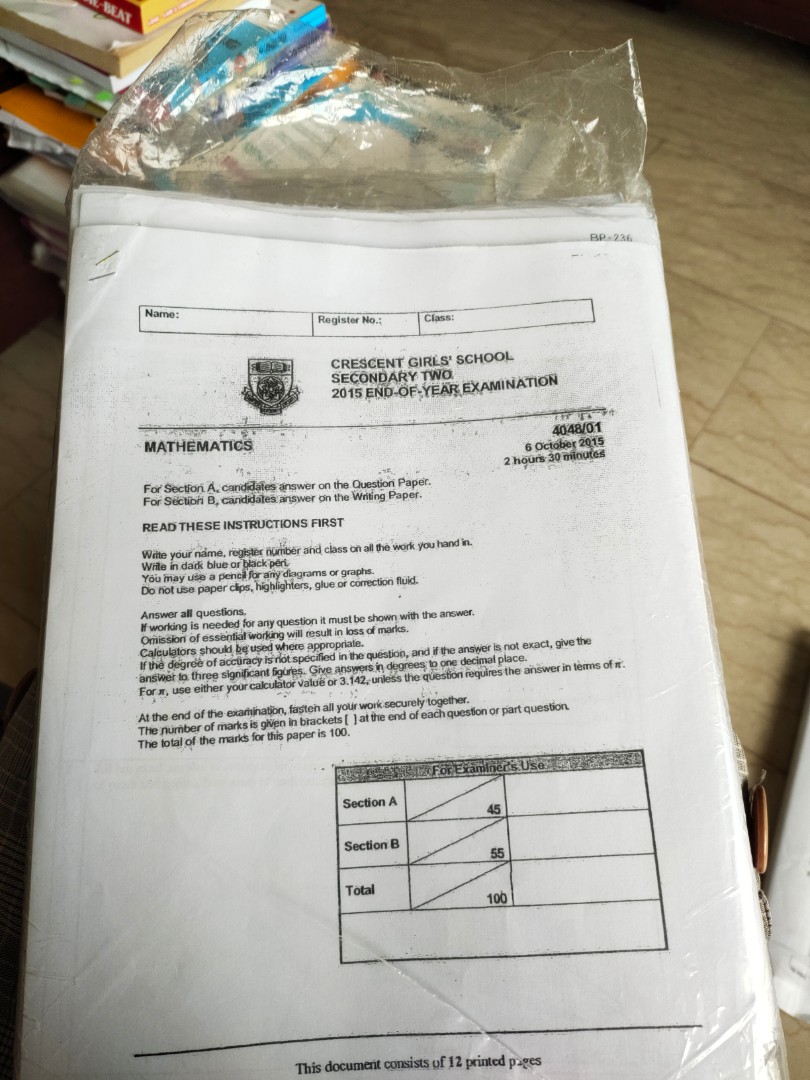 Sec 2 maths papers, Hobbies & Toys, Books & Magazines, Assessment Books ...