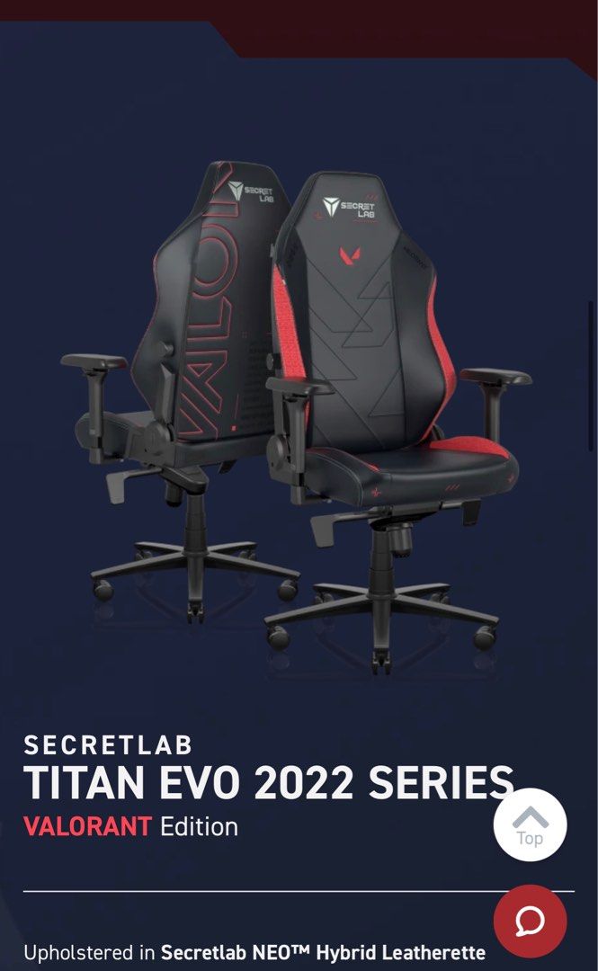Secretlab Titan Evo 2022 Valorant Edition Regular Size, Furniture ...