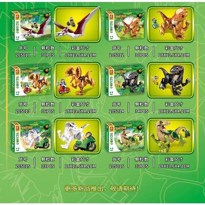 SEMBO BLOCK 205009-205016WORLD DINOSAUR SET OF 8 IN 1 BUILDING BLOCKS ...