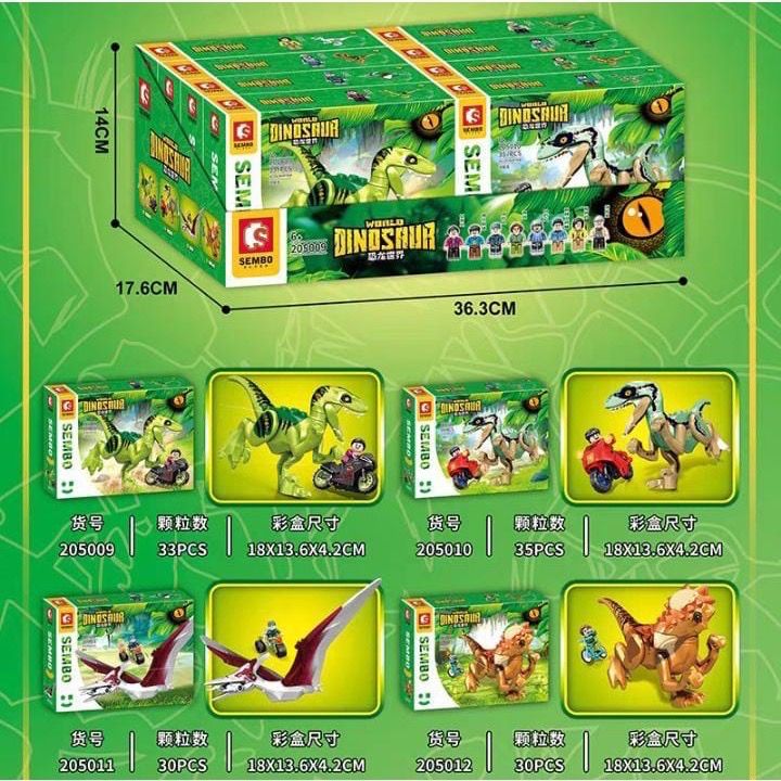 SEMBO BLOCK 205009-205016WORLD DINOSAUR SET OF 8 IN 1 BUILDING BLOCKS ...