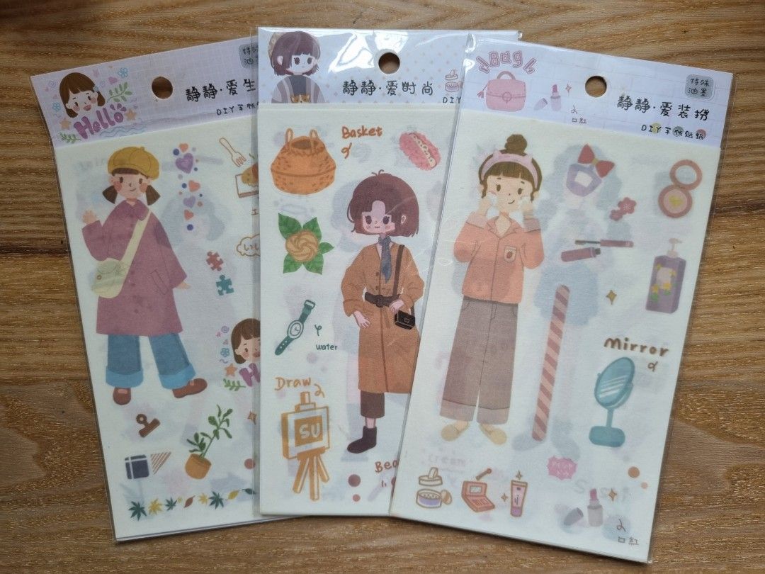 Set of 3 stickers pack (6 sheets in a pack), Hobbies & Toys, Stationery ...