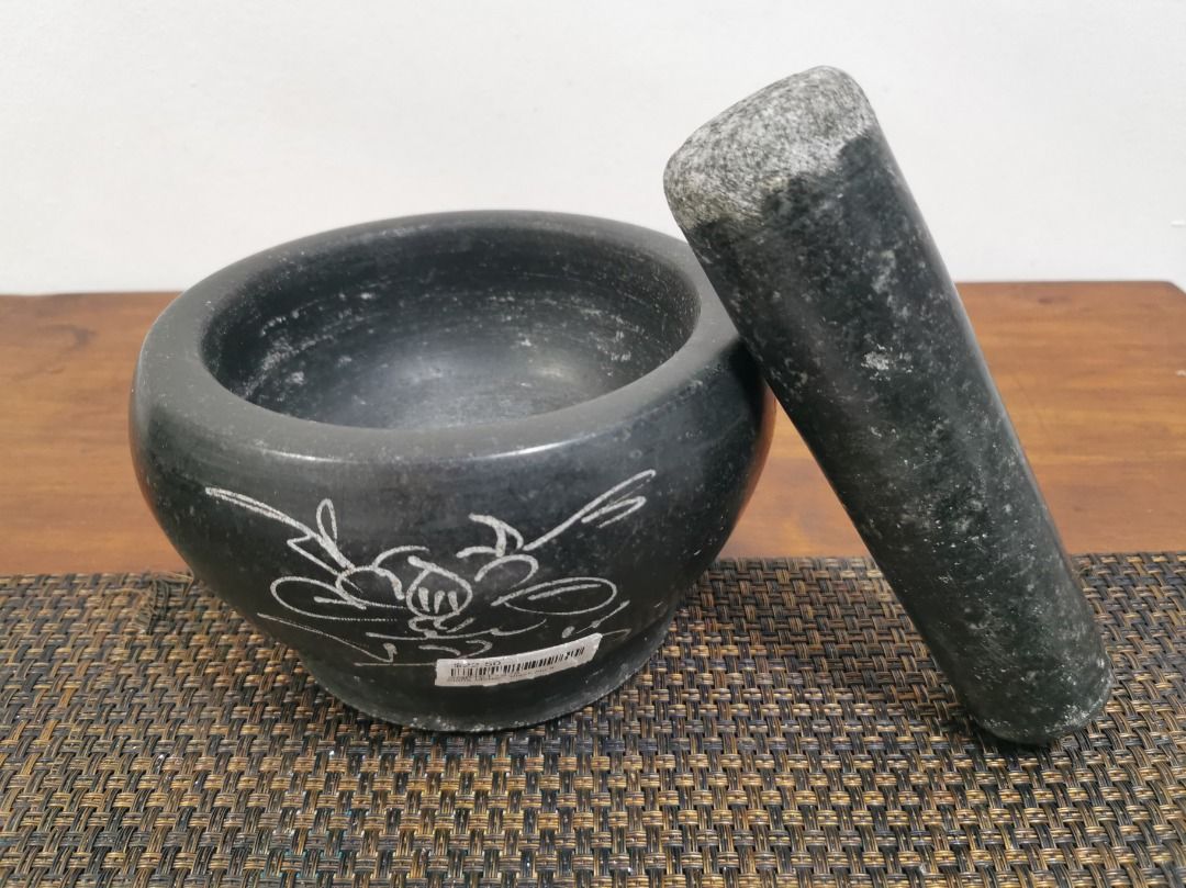 Stone Mortar and Pestle Pounder grinder, Furniture & Home Living ...