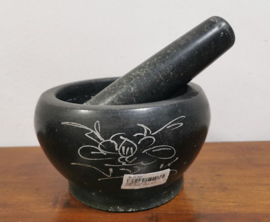 Stone Mortar and Pestle Pounder grinder, Furniture & Home Living ...