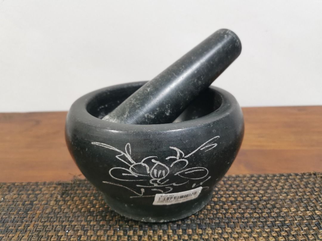 Stone Mortar and Pestle Pounder grinder, Furniture & Home Living ...