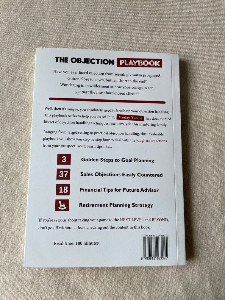 The Objection Playbook by Sanjay Tolani, Hobbies & Toys, Books ...