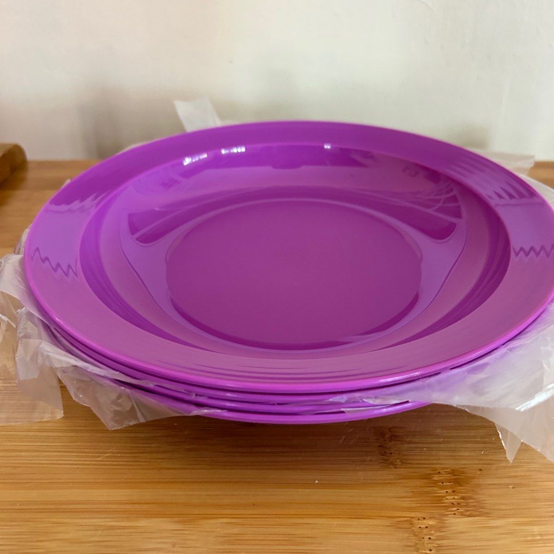 Tupperware purple plate set, Furniture & Home Living, Kitchenware ...