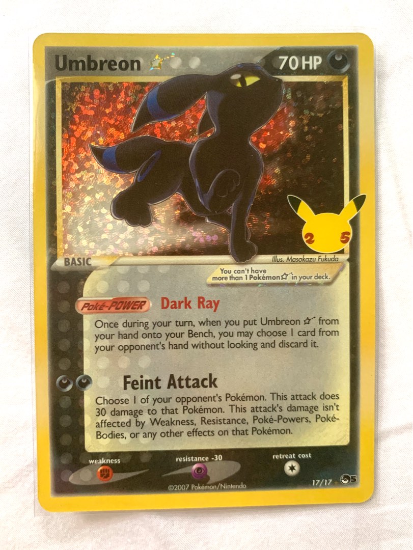 Umbreon Gold Star Pokémon 25th Anniversary Celebrations Collection Card ...