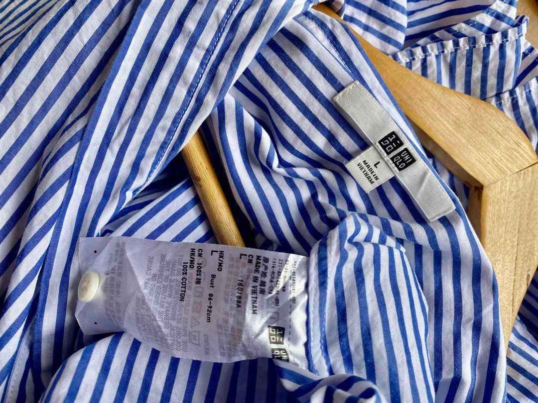 Uniqlo Blue Stripes Long Sleeve Formal Top, Women's Fashion, Tops ...