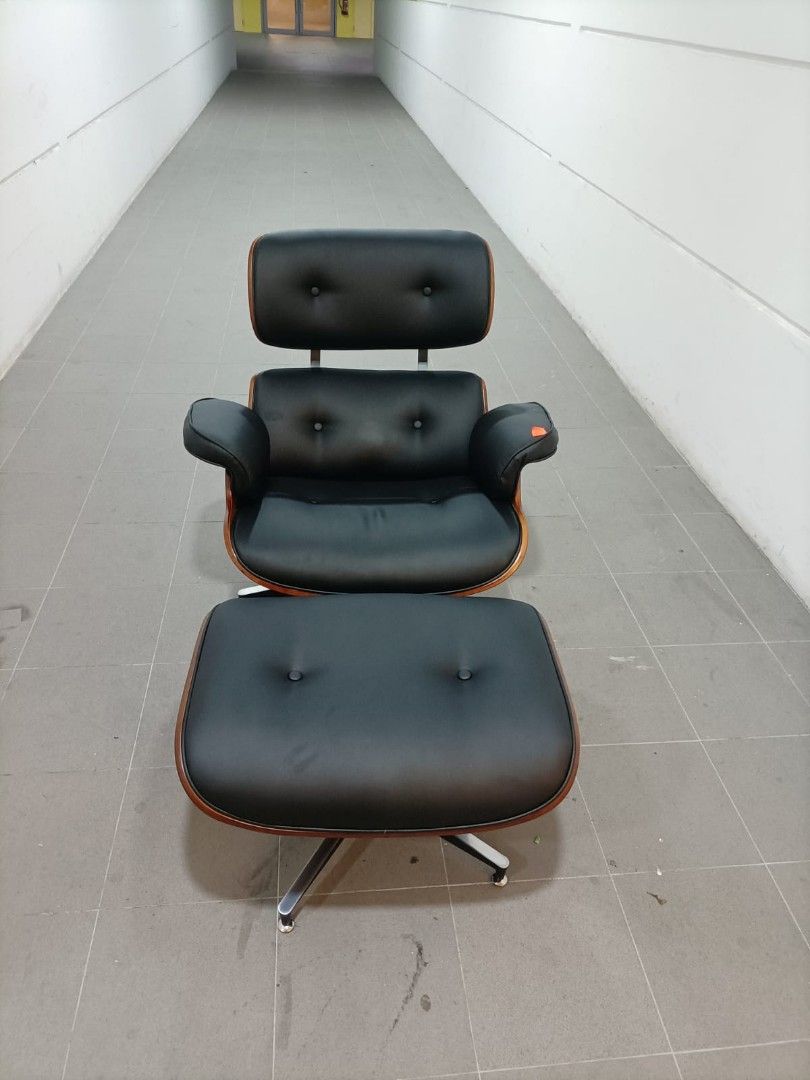 URSULA Lounger Chair in Black PVC, Furniture & Home Living, Furniture ...