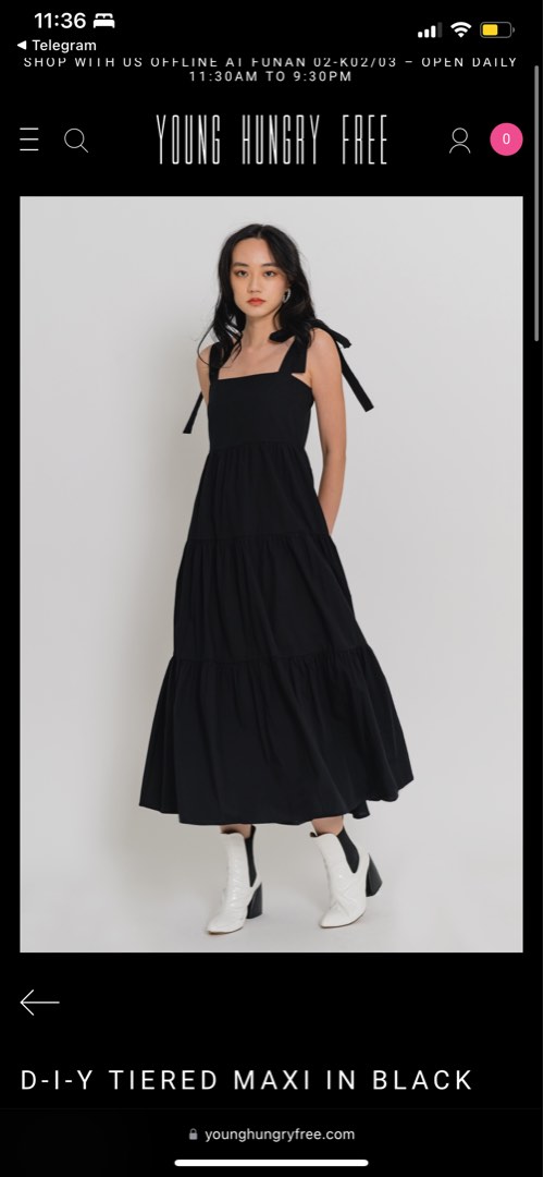 yhf d-i-y tiered maxi dress in black, Women's Fashion, Dresses & Sets ...