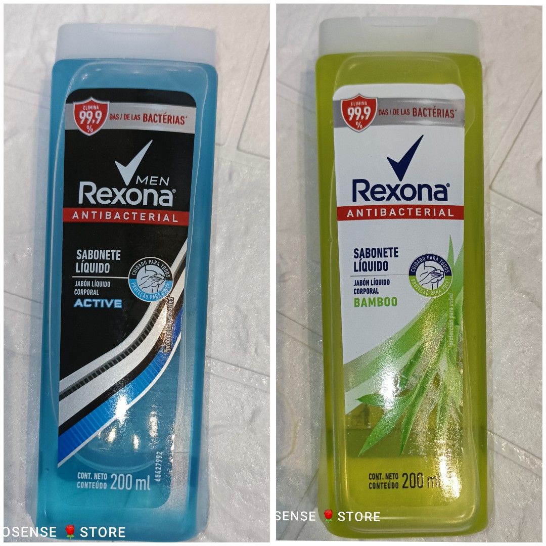 200ml Men Rexona Antibacterial Sabonete Liquido Active / Bamboo 99.9% ...