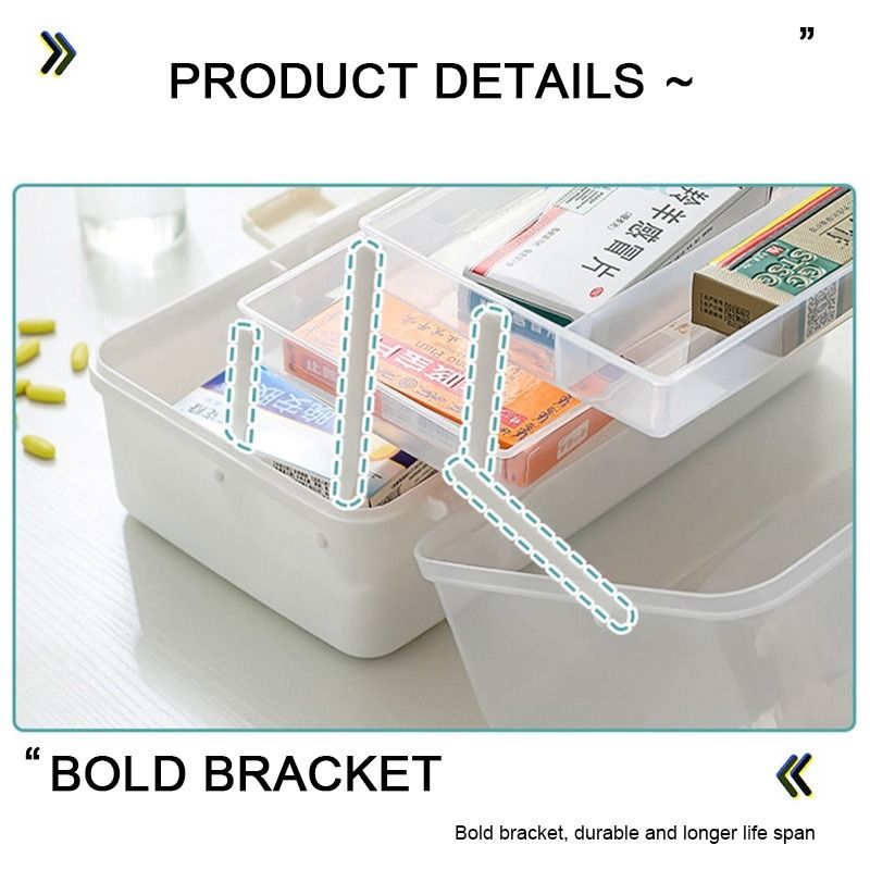 3tiers First Aid Box Tool Box Pill Case Storage Box Plastic Family ...