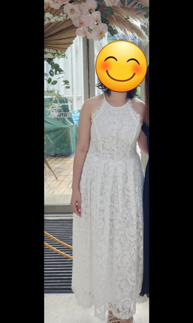 Asos Edition Valerie Lace Halter Neck Midi Wedding Dress Womens