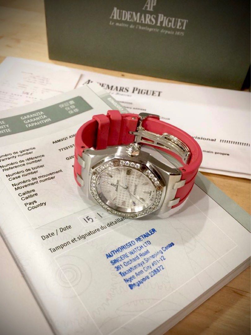 Audemars Piguet AP Lady Royal Oak Diamond Automatic Watch on AP pink ...