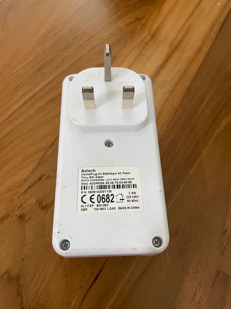 Aztech HomePlug AV500 Pass Thru Ethernet Adapter, Computers & Tech ...