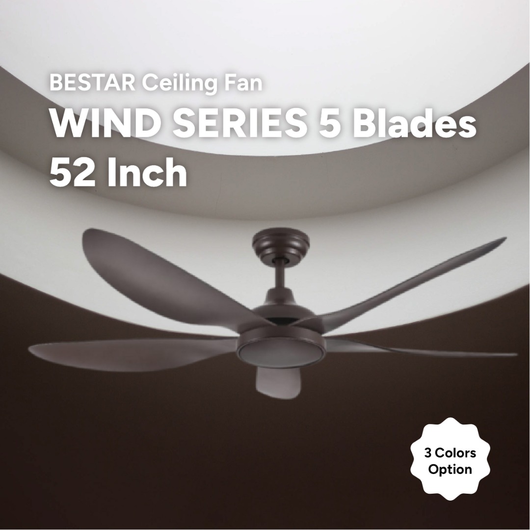Bestar WIND Ceiling Fan 5 Blade 52inch, Furniture & Home Living ...