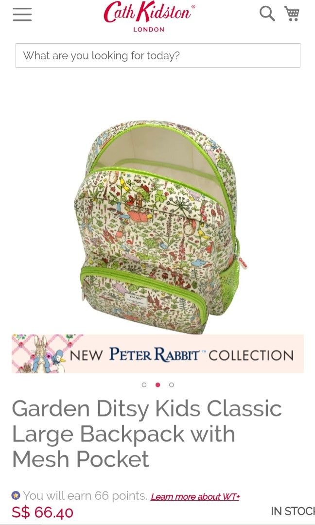Cath Kidston Peter Rabbit - Garden Ditsy Kids Classic Large Backpack with Mesh Pocket, Women's ...