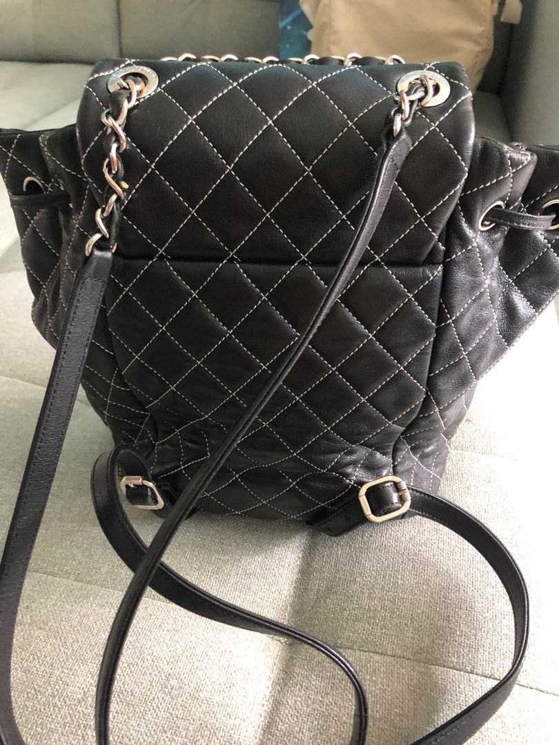 Channel Black Leather Backpack, Luxury, Bags & Wallets on Carousell