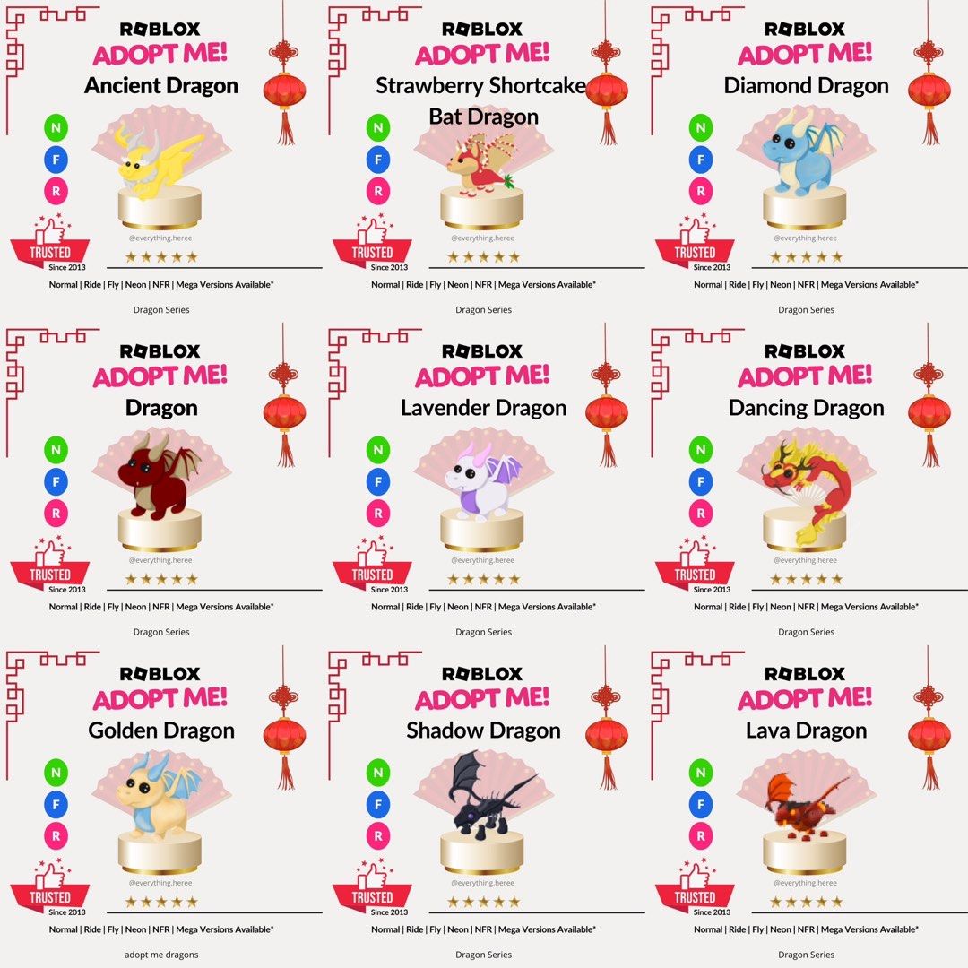 CHEAP ADOPT ME ROBLOX DRAGONS COLLECTION ( Ancient dragon, Strawberry ...