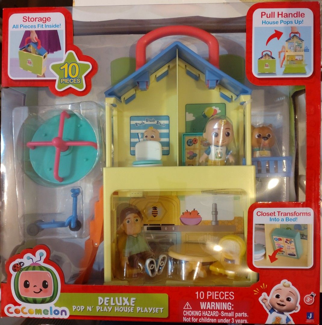 Cocomelon - Deluxe Pop N' Play House Playset, 興趣及遊戲, 玩具 & 遊戲類 - Carousell
