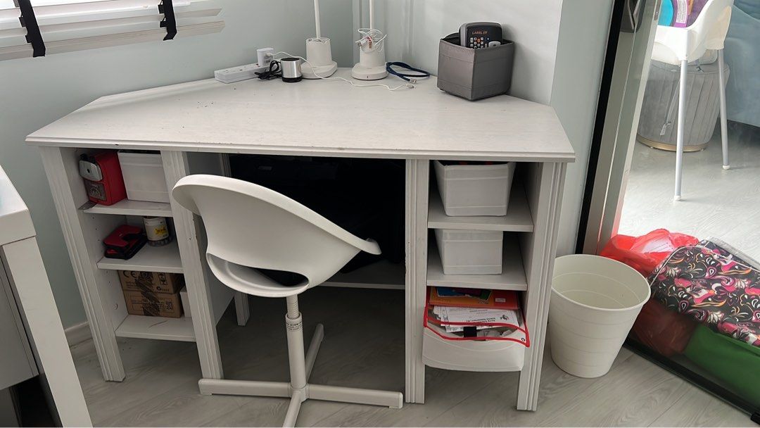 Corner study table (negotiable), Furniture & Home Living, Furniture ...