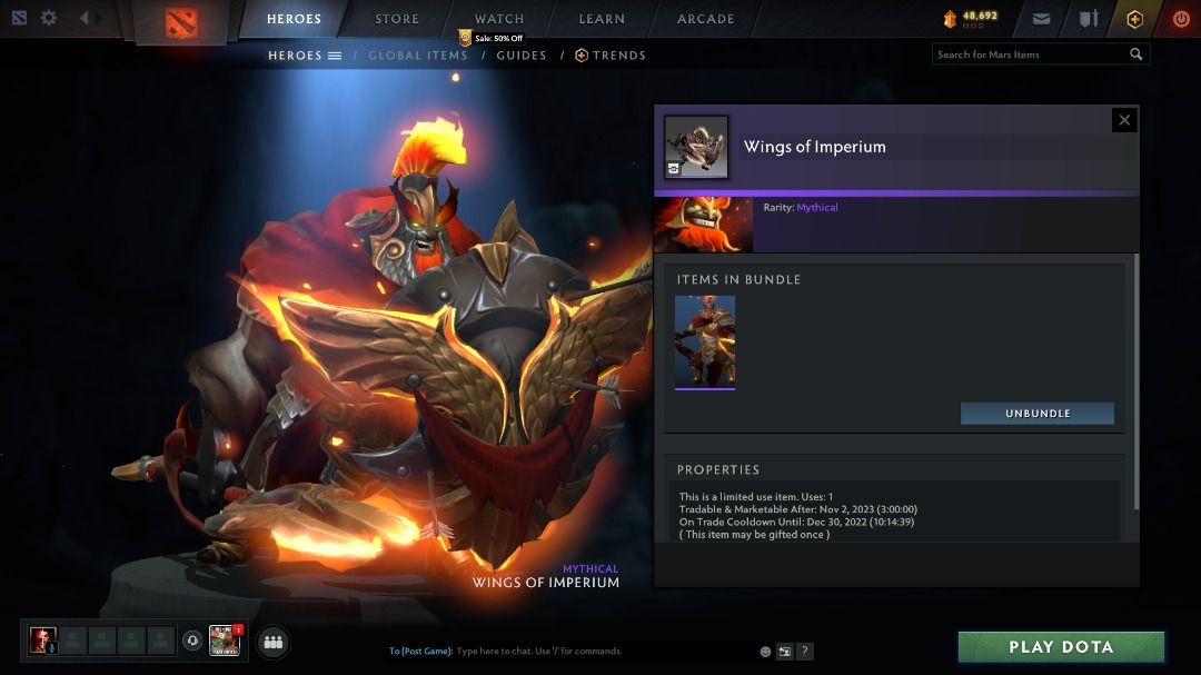(Dota 2) Mars - Wings of Imperium (Ultra rare) - Mythical 2022, Video ...