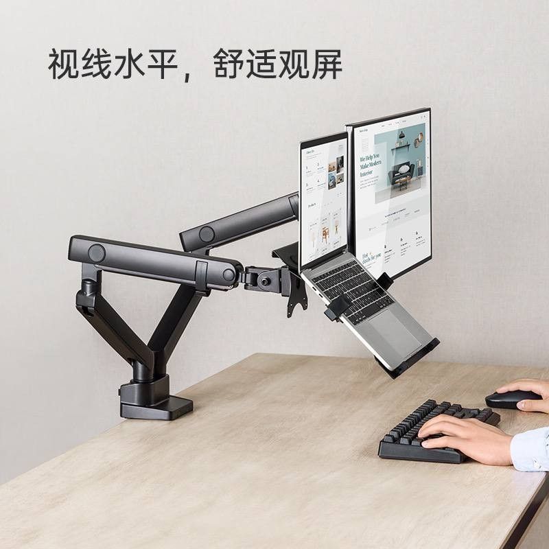 double monitor stand for no hole air press gas strut tv mount dual ...