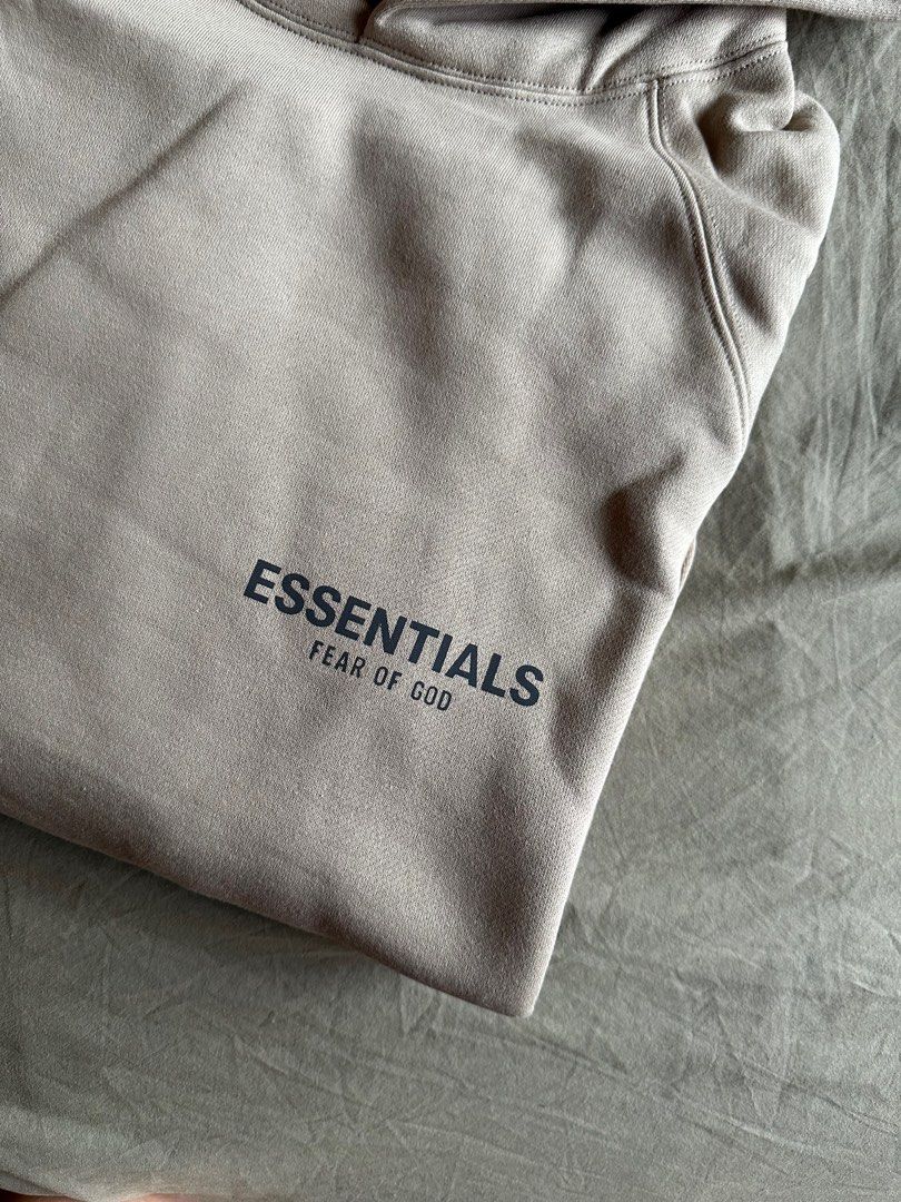 essentials front logo hoodie tan, Men's Fashion, Tops & Sets, Hoodies ...