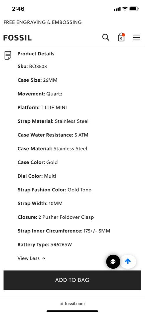 Fossil Tillie Mini Three hand gold tone stainless watch, Women's ...