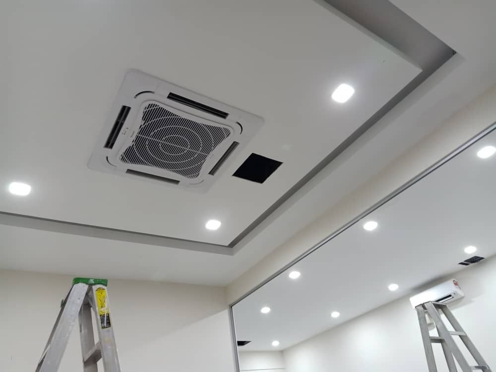 HACKING CONCEAL PLASTER CEILING PAINTING WALL ELECTRICAL WIRING AIRCOND ...