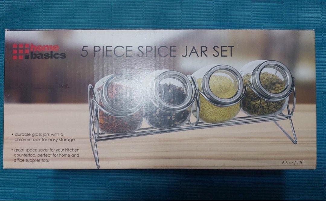 Home Basics Spice Glass Jar Set Storage Organizer for Kitchen with ...